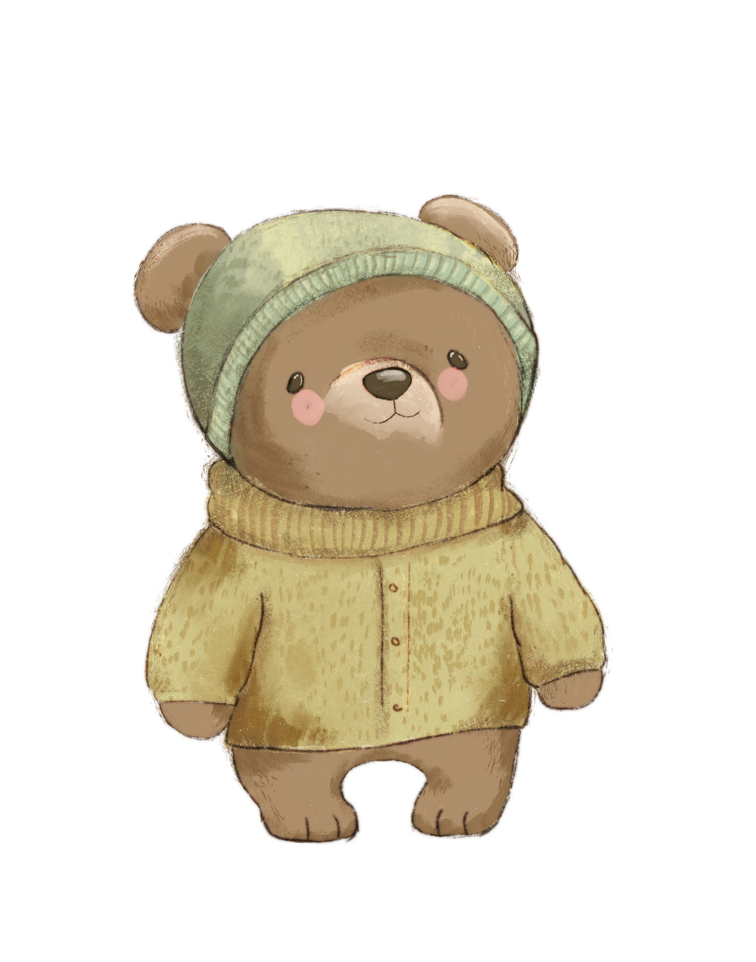 watercolor vintage drawing of a cute bear, watercolor cartoon postcard ...