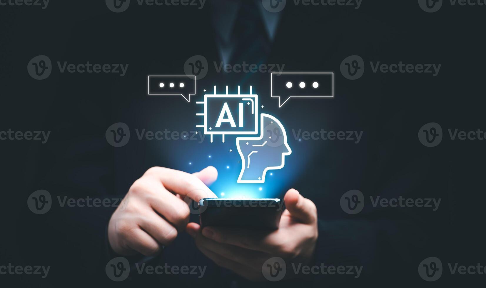 AI, Artificial Intelligence, content Concept. business Artist Man using ...