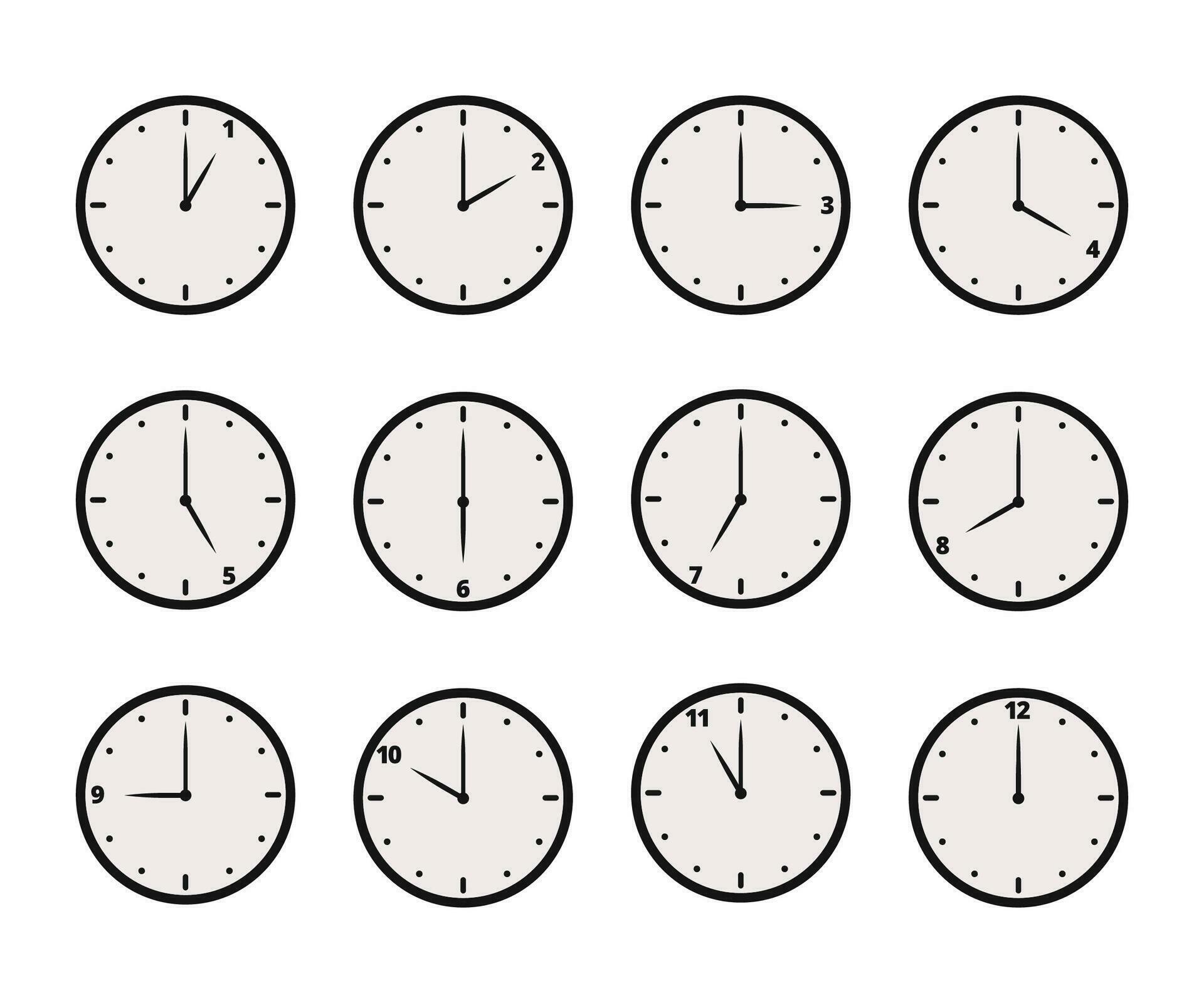 Set Of Analog Clock Icon For Every Hour 12 Hour Clock Vector set-of-analog-clock-icon-for-every-hour-12-hour-clock-vector