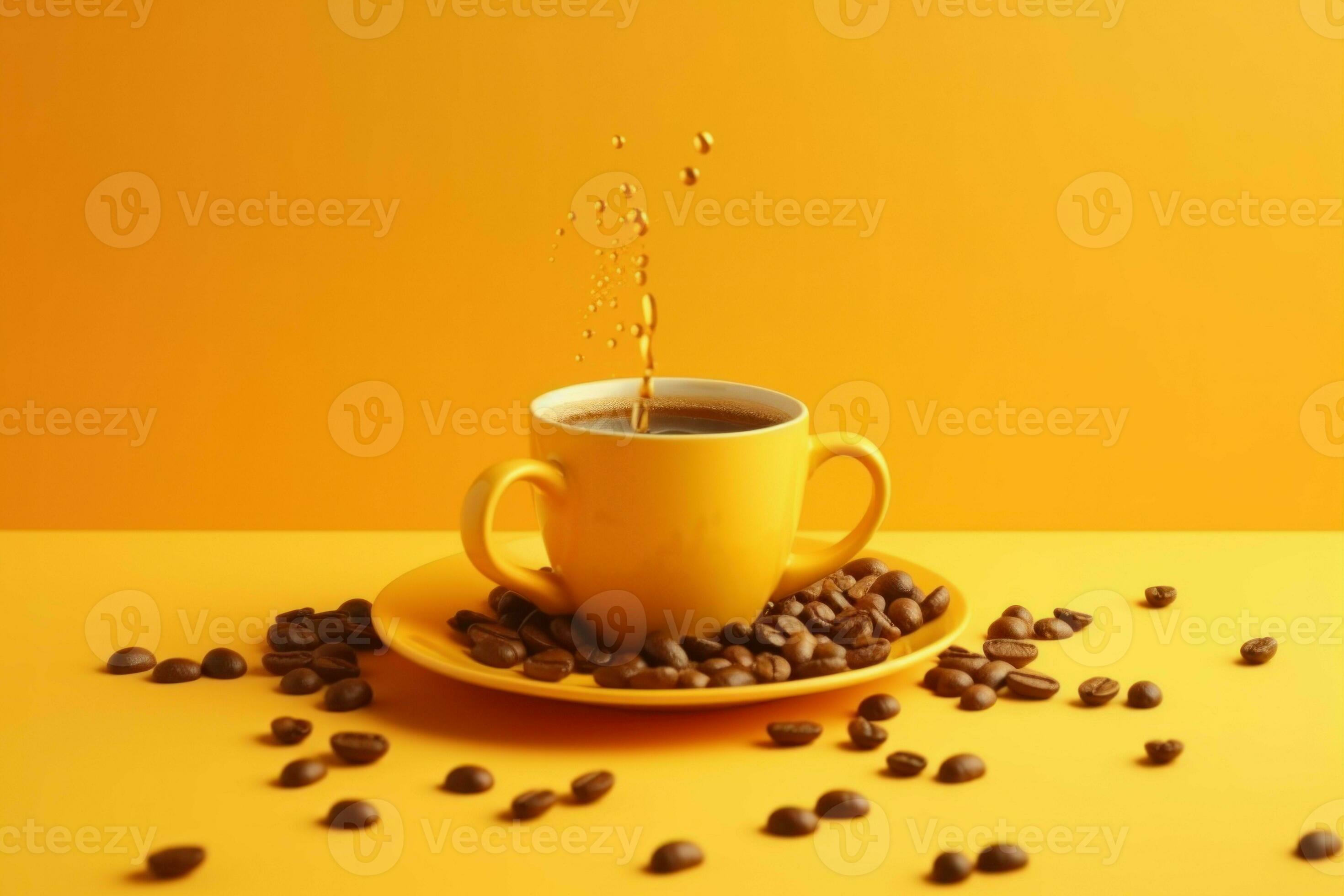 Coffee yellow cup drink. Generate Ai 27230131 Stock Photo at Vecteezy