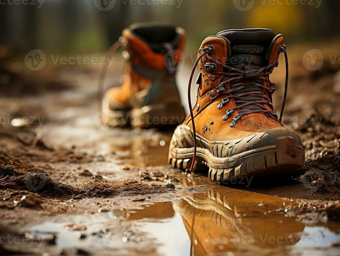 A close-up of a hiker's worn-out boots on a dusty trail generative ai 27230517 Stock Photo at ...