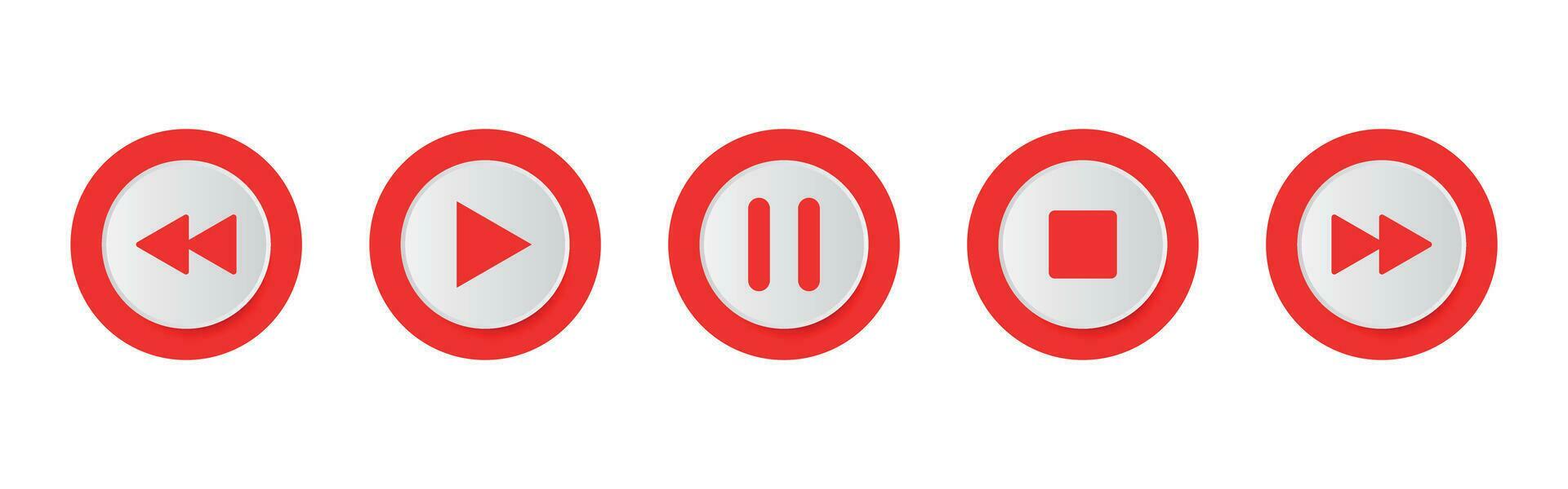 Play, Pause, Next, Previous And Stop Button Set, Multimedia Player Icon ...
