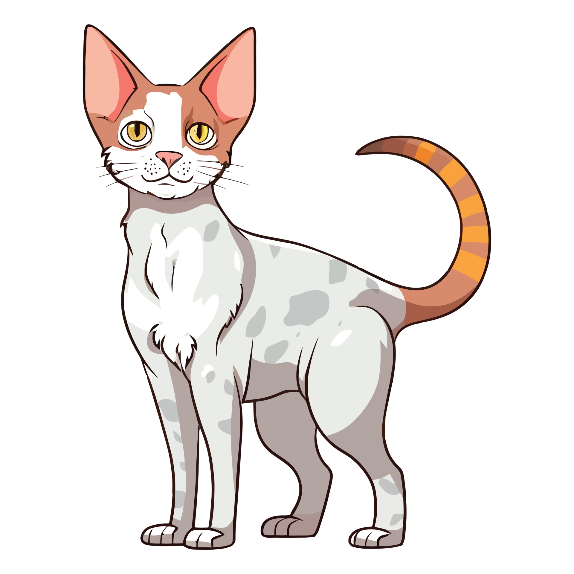 Playful Whiskers Delightful 2d Illustration Of A Cornish Rex Cat Ai Generative 27233234 Png
