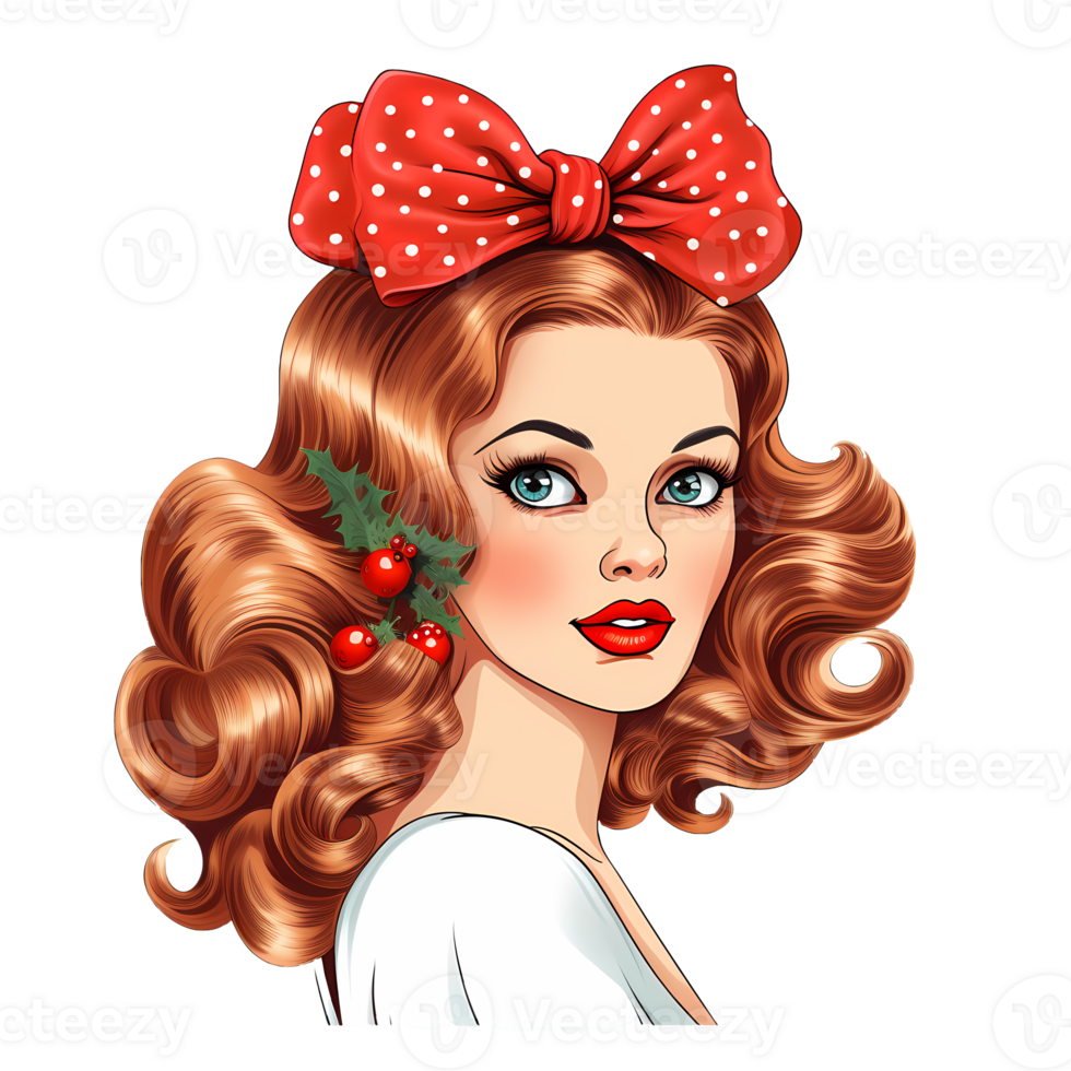 Vintage Pin Up Christmas Girl Clipart Ai Generative 27235793 Png