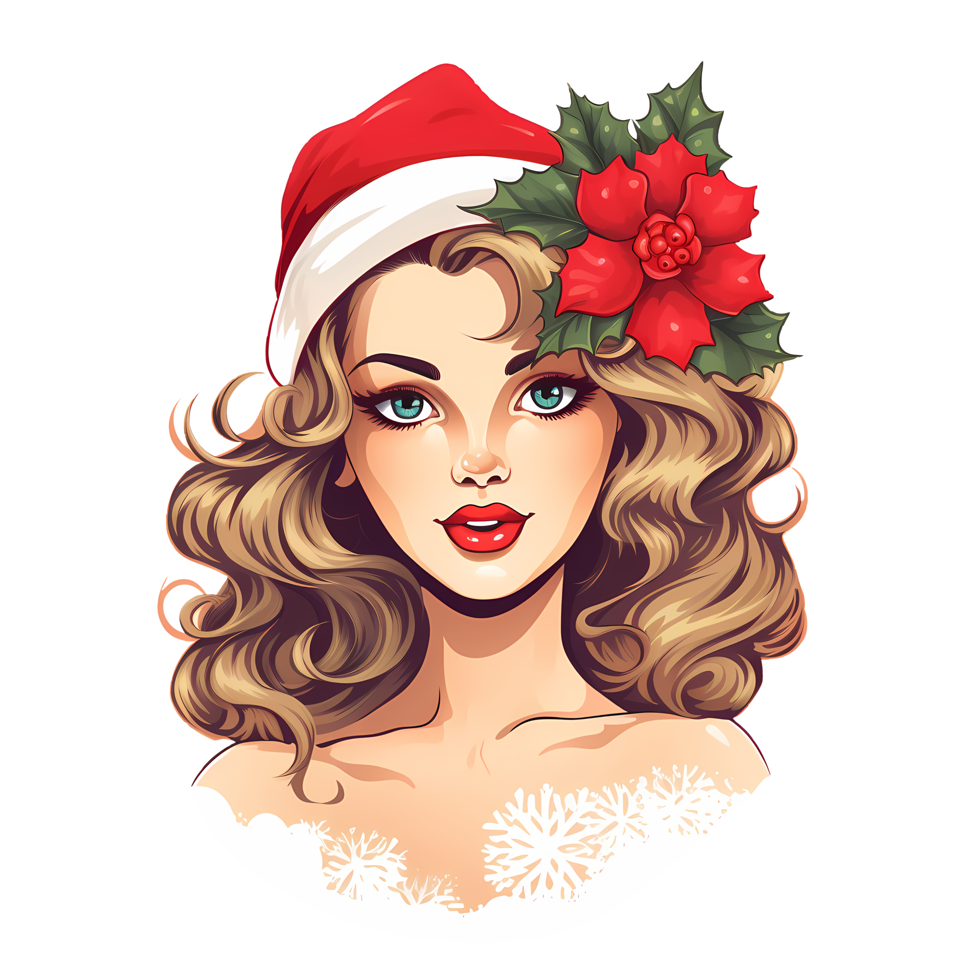 Vintage Pin Up Christmas Girl Clipart Ai Generative 27235808 Png