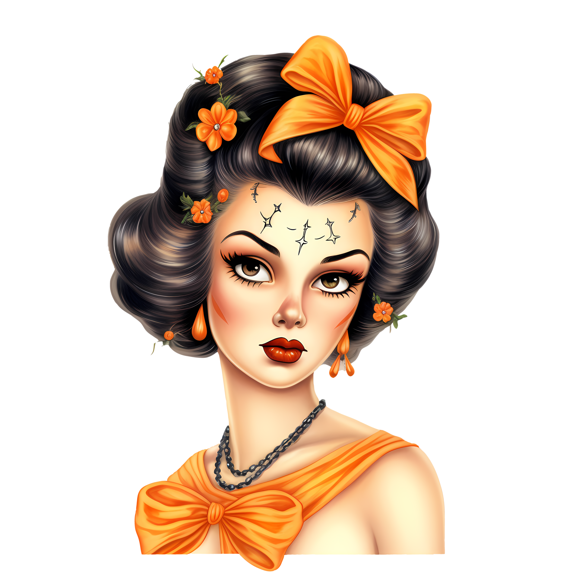 Vintage Pin Up Halloween Girl Clipart Ai Generative 27235812 Png