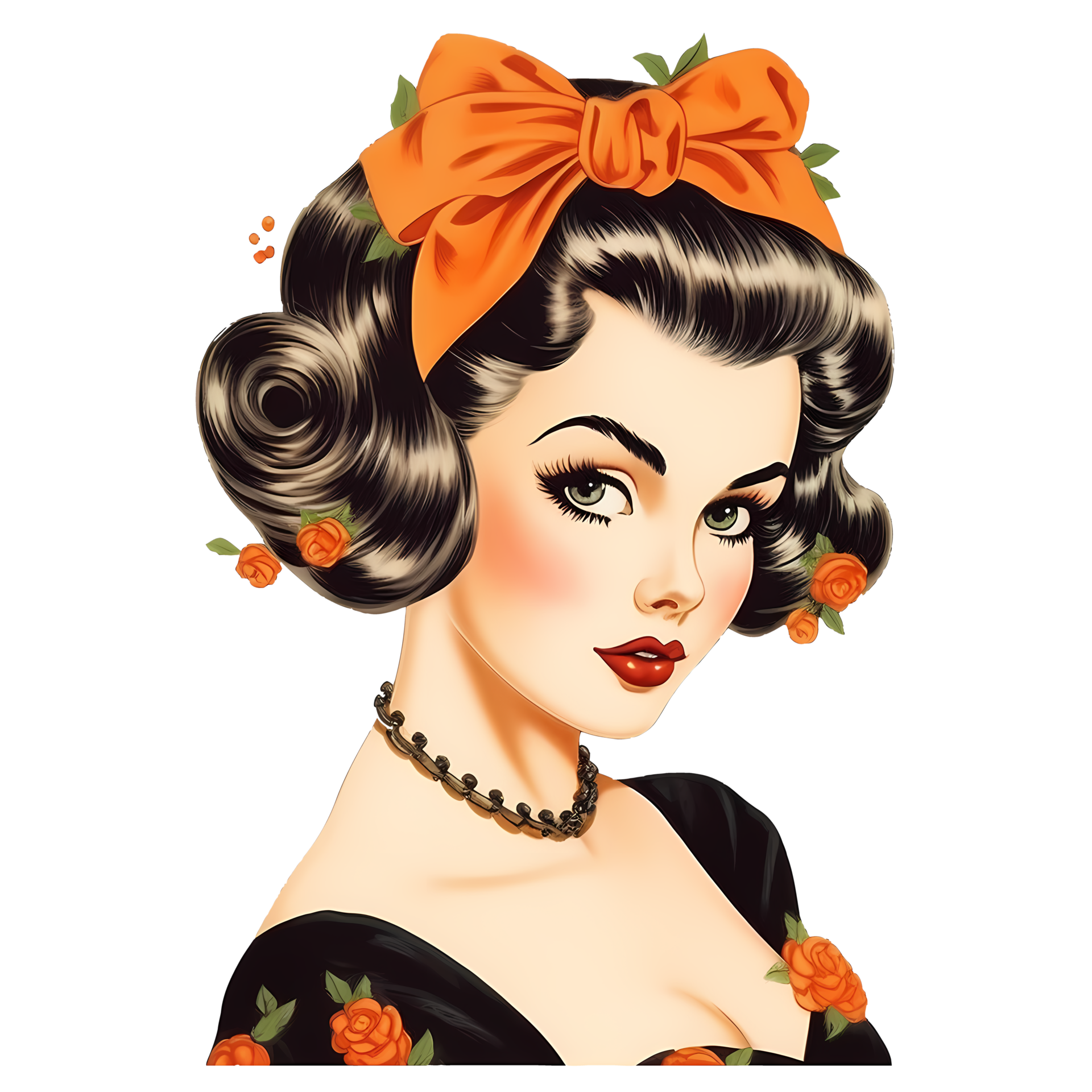 Vintage Pin Up Halloween Girl Clipart Ai Generative 27235815 Png
