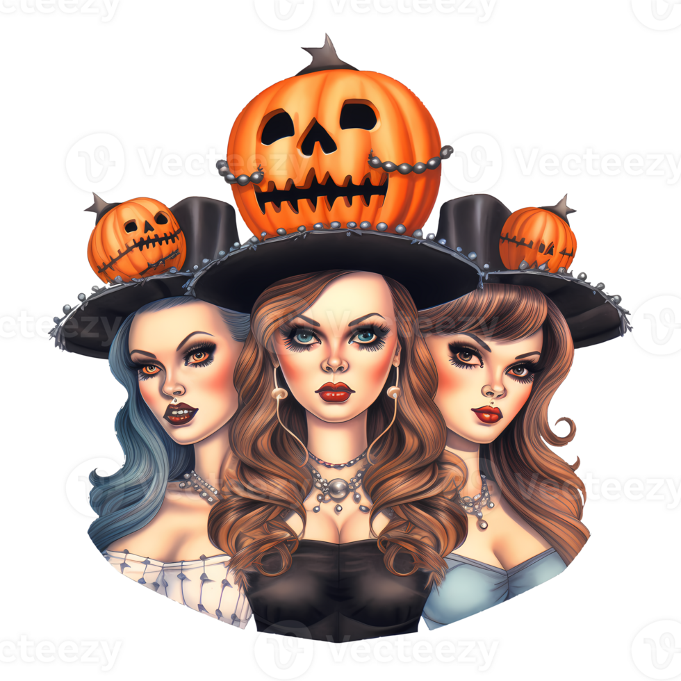 Vintage Pin Up Halloween Girl Clipart Ai Generative 27235817 Png