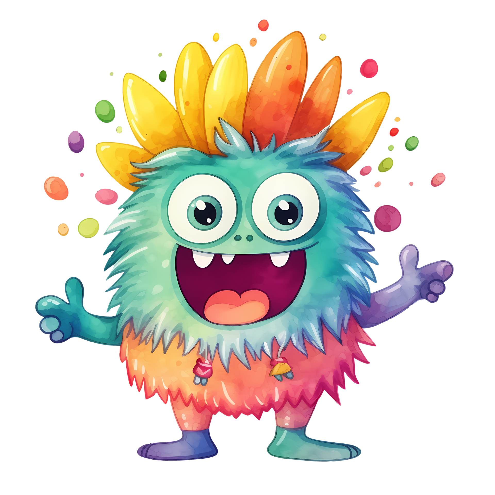Cute Funny Monster Watercolor Clipart AI Generative 27235907 PNG