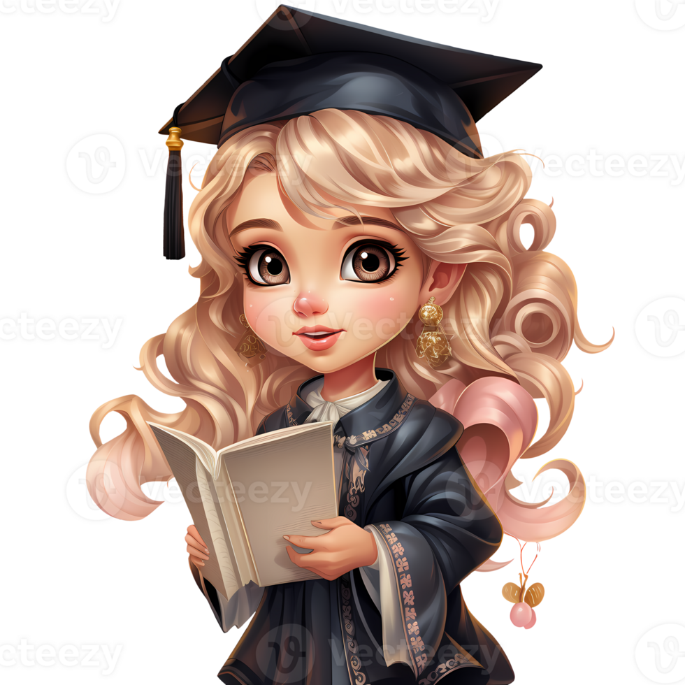 Cute Girl Graduating Illustration Ai Generative 27236634 Png