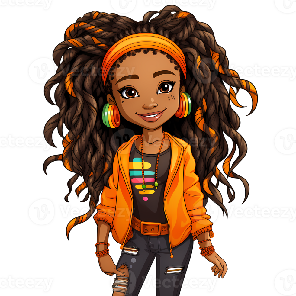 Cute Dreadlocks Black Girl Clipart Ai Generative 27237025 Png