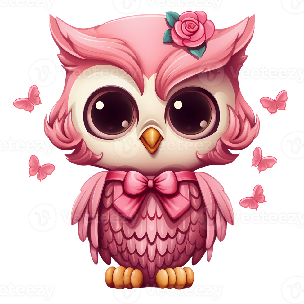 Cute Pink Owl Clipart Illustration AI Generative 27237766 PNG