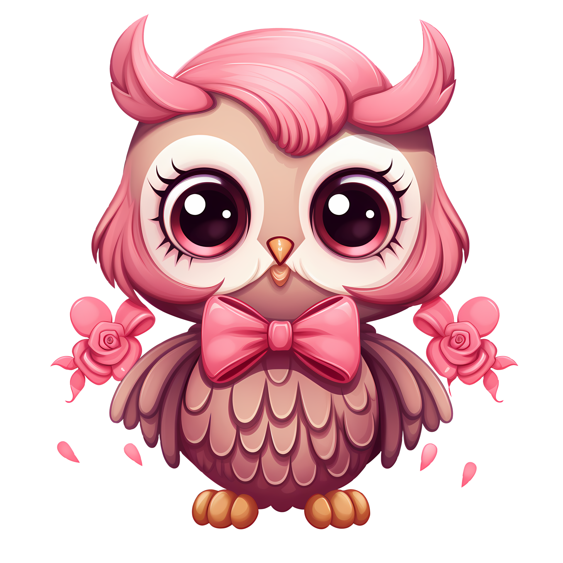 Cute Pink Owl Cartoon