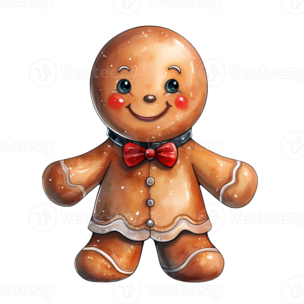 Watercolor Christmas Gingerbread Man Clipart Illustration Ai Generative