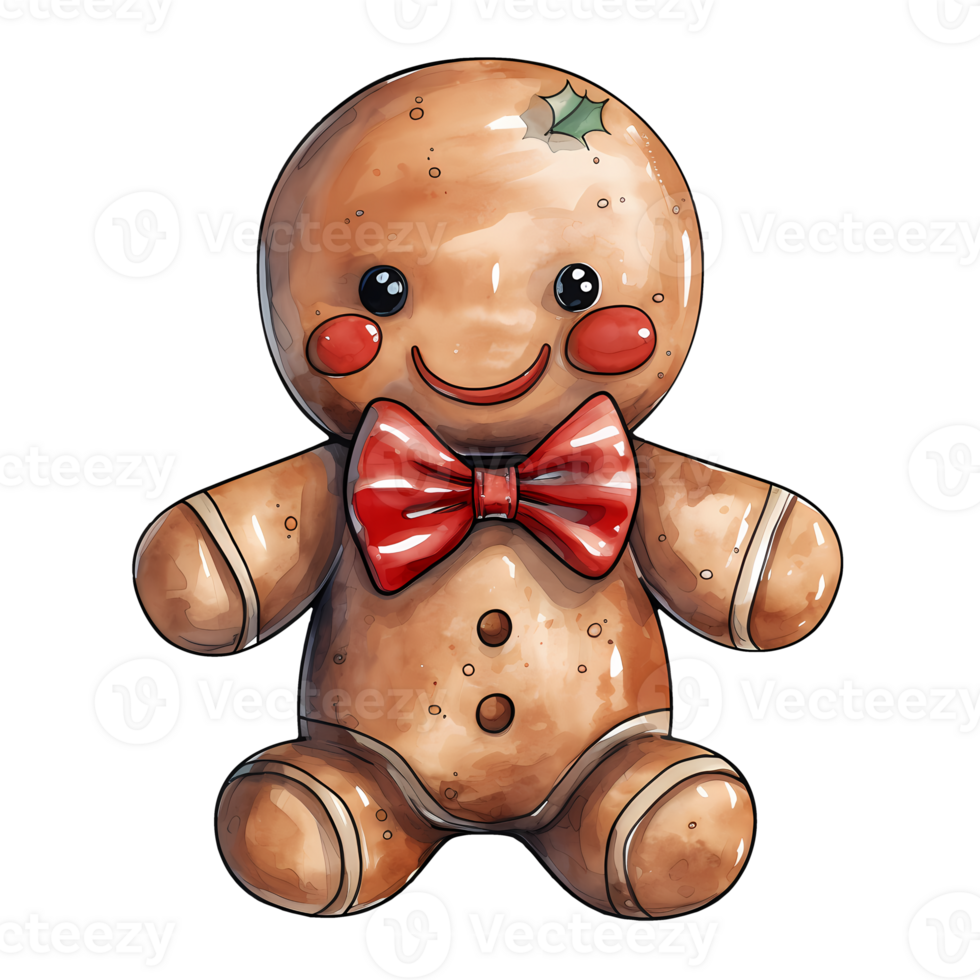 Watercolor Christmas Gingerbread Man Clipart Illustration Ai Generative