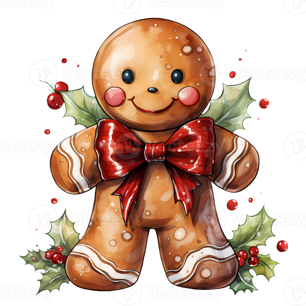 Watercolor Christmas Gingerbread Man Clipart Illustration Ai Generative 27238183 Png
