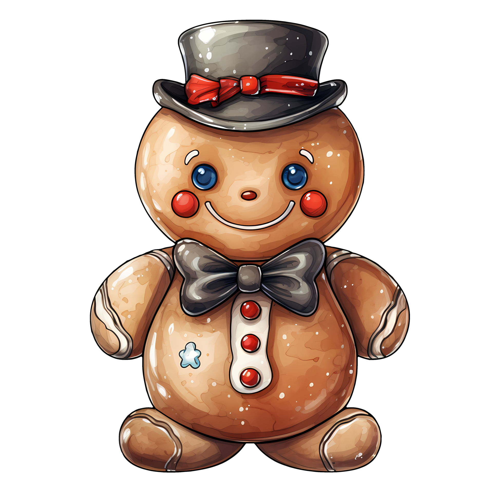 Watercolor Christmas Gingerbread Man Clipart Illustration AI Generative ...