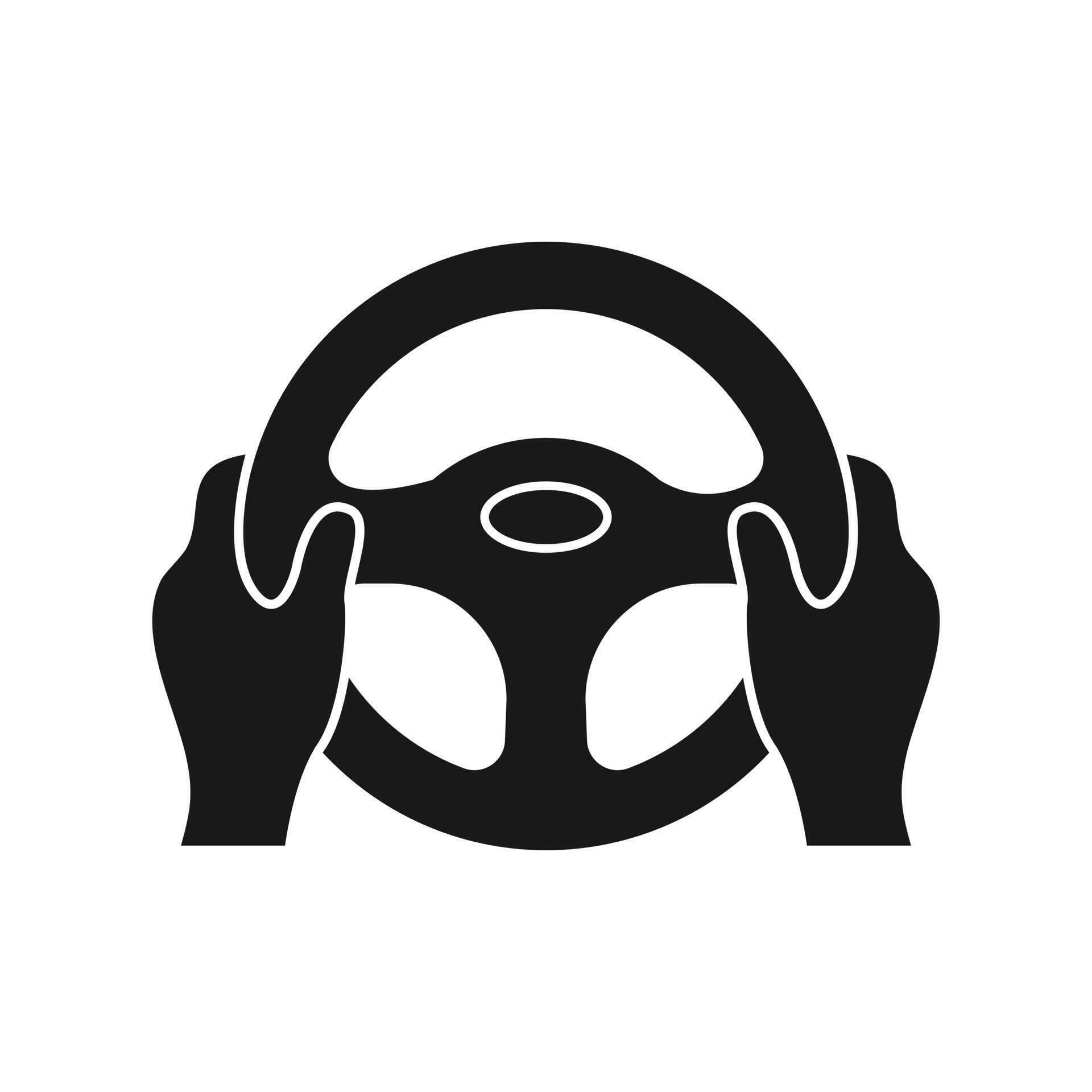 Steering Wheel Driving Hands Black Icon Isolated Vector Illustration ...