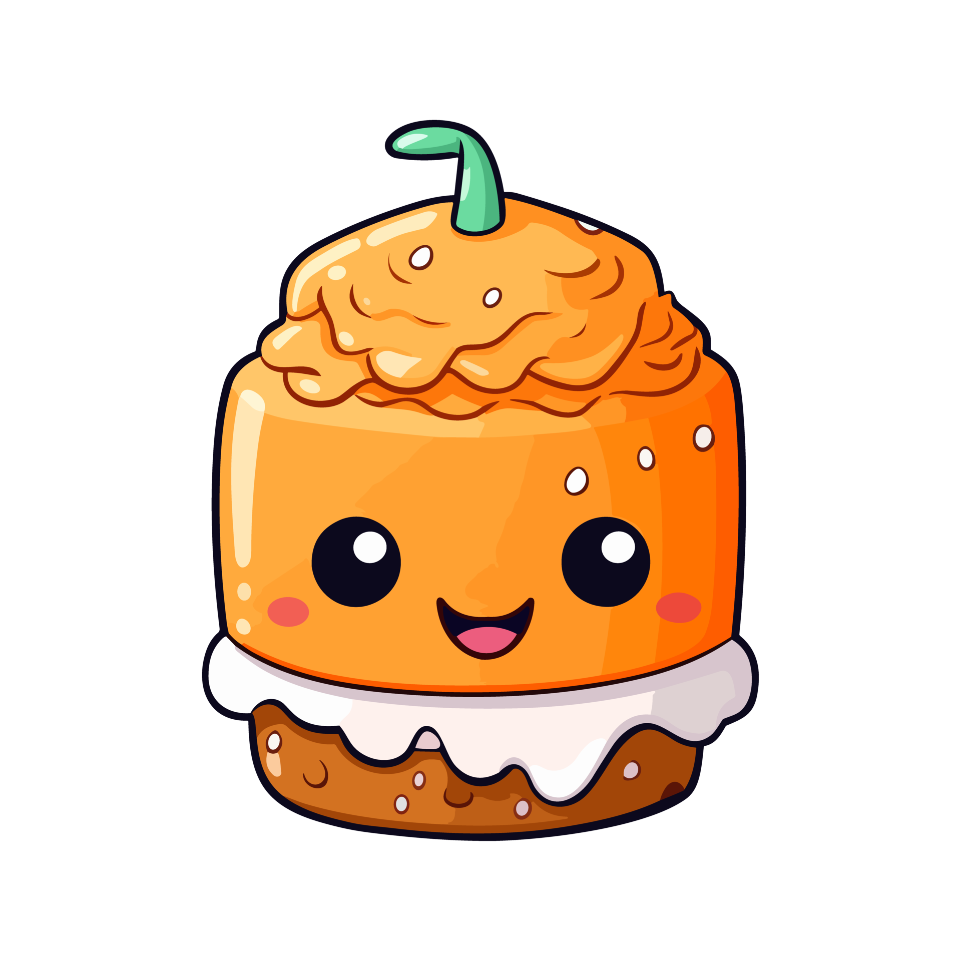Pumpkin Spice Cake Sticker Cool Colors And Kawaii Clipart Illustration