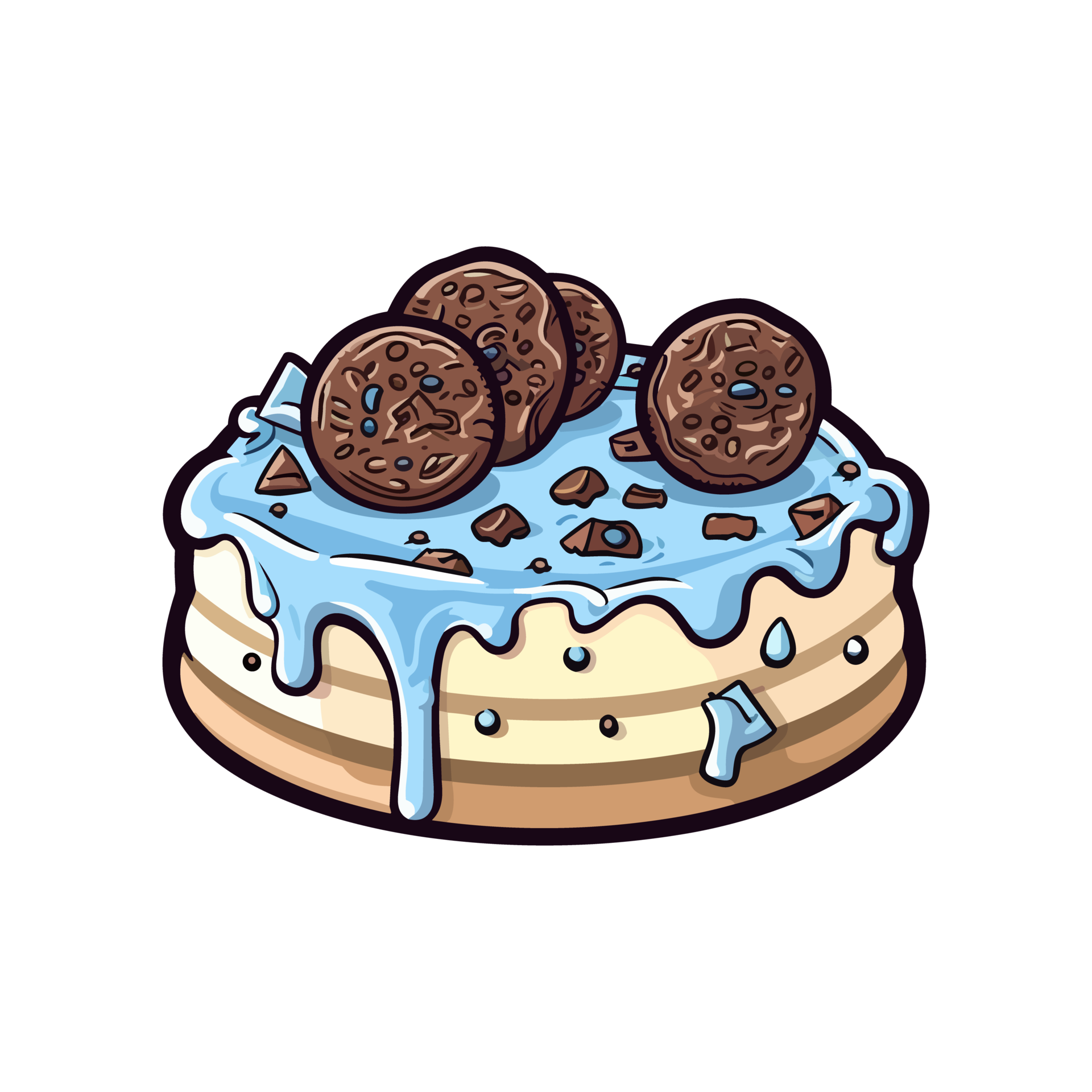 019. cookies and cream cheesecake sticker cool colors and kawaii. clipart illustration ...