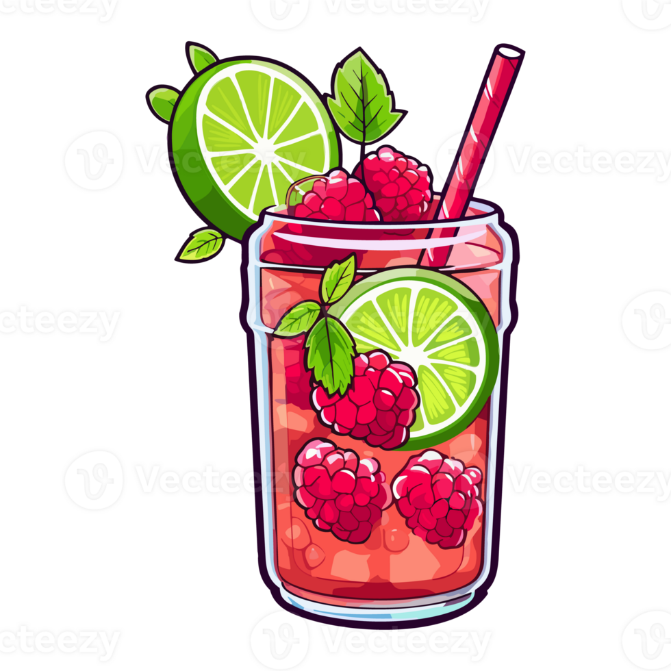 raspberry lime spritzer sticker cool colors kawaii clip art illustration. Transparent background ...
