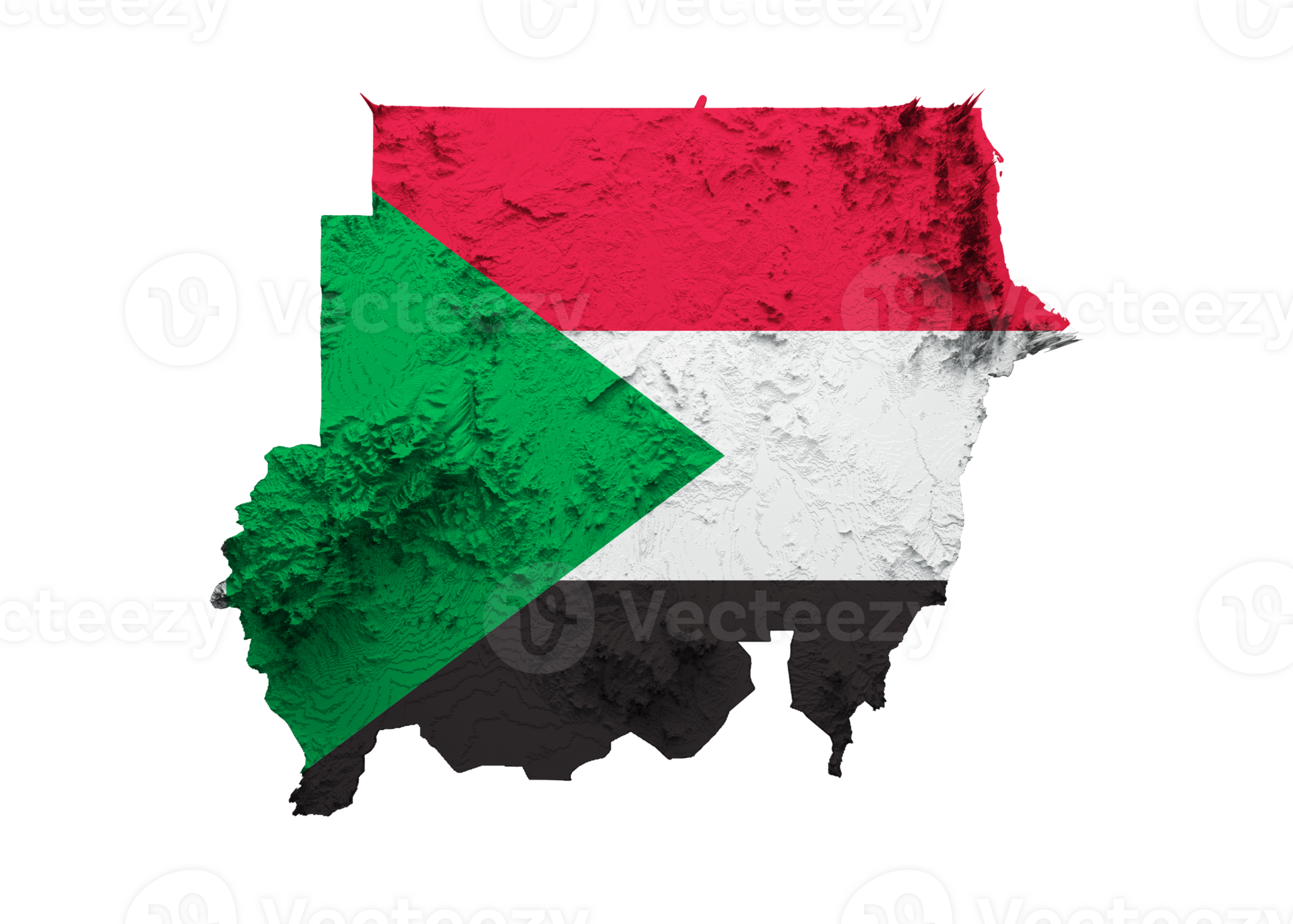 Sudan Map Sudan Flag Shaded relief Color Height map 3d illustration ...