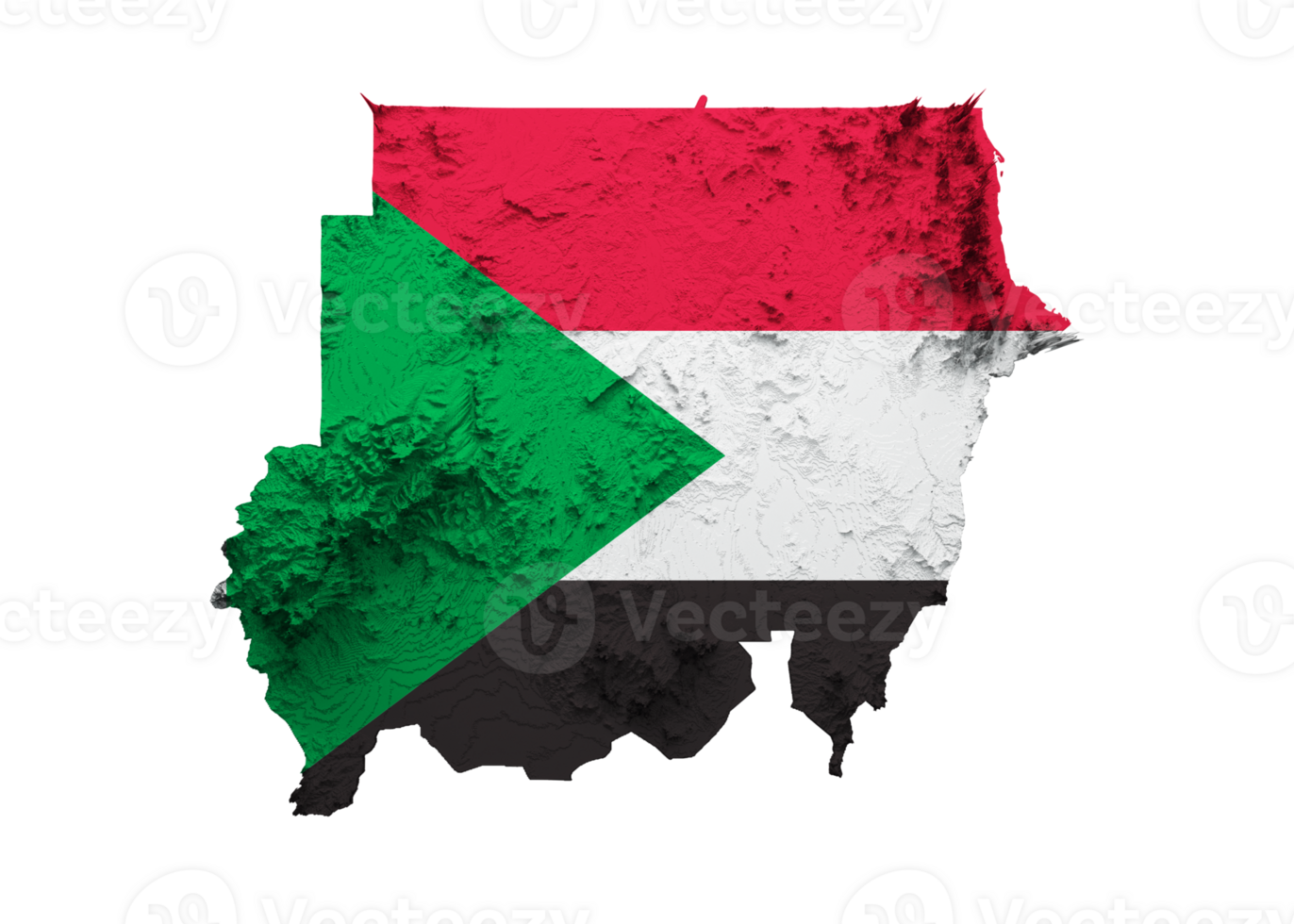 Sudan Map Sudan Flag Shaded relief Color Height map 3d illustration ...