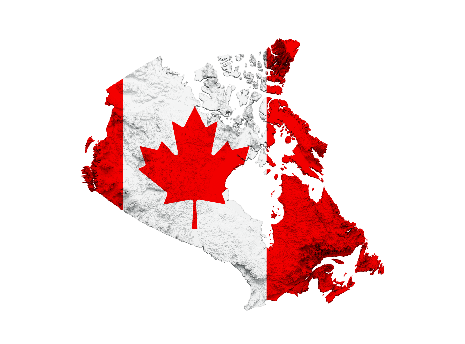 Canada map with the flag Colors Red and White Shaded relief map 3d illustration 27244113 PNG