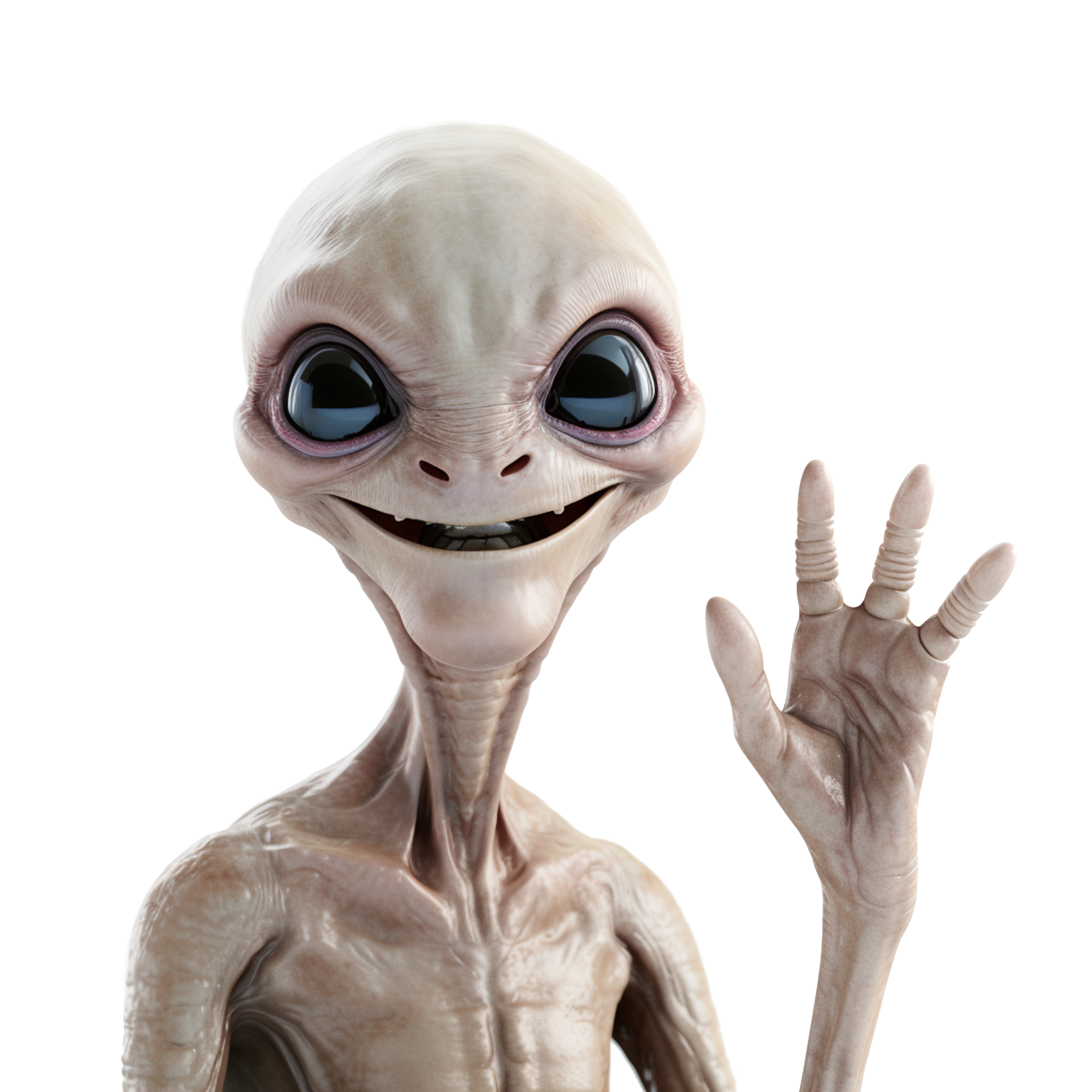 Aliens Arrival Concept Aliens Are Smiling And Waving Greeting On