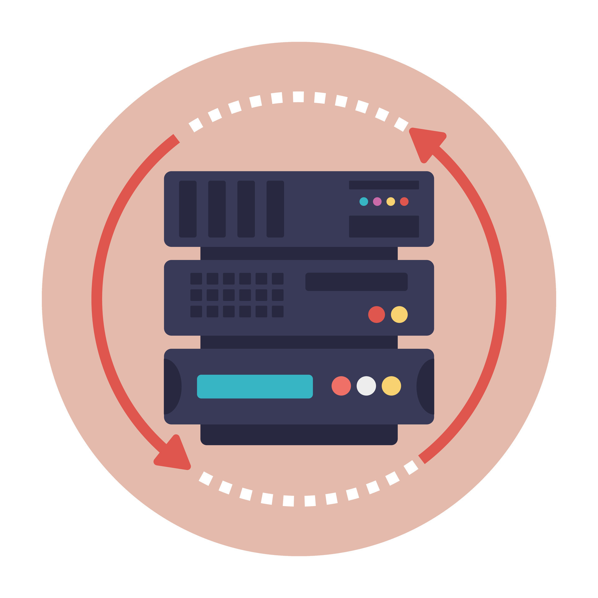 Arrows around database server, server sync 27246214 Vector Art at Vecteezy