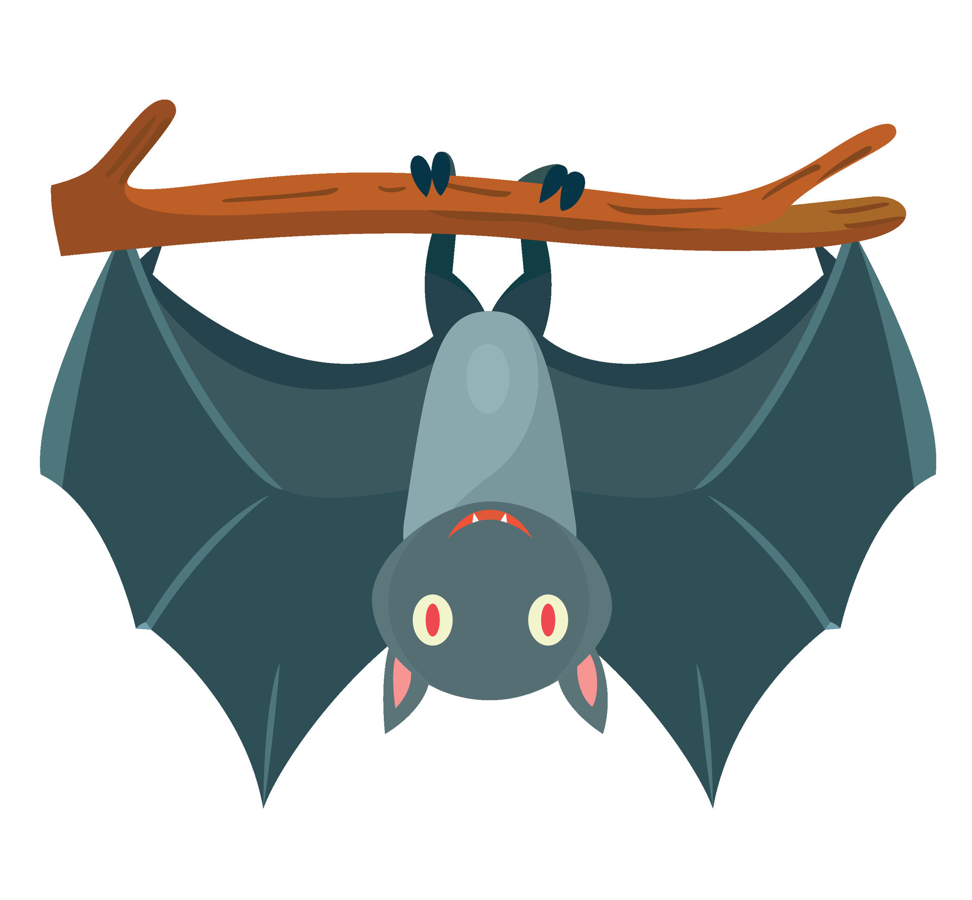 Bat Hangs Upside Down Flat Style Vector Illustration Bat Hanging On A Branch Stock Vector Image