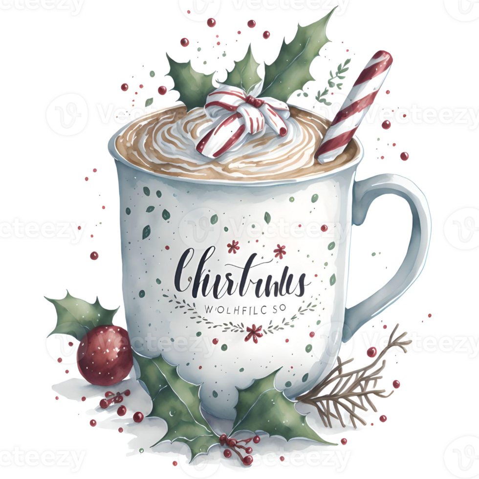 Watercolor Christmas Coffee PNG Design, Generative AI 27248555 PNG