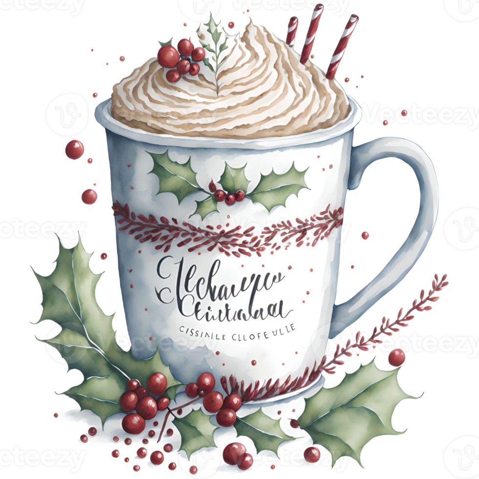 Watercolor Christmas Coffee PNG Design, Generative AI 27248557 PNG