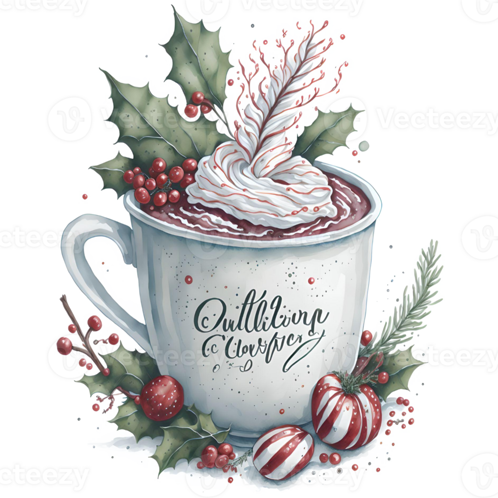 Watercolor Christmas Coffee PNG Design, Generative AI 27248558 PNG
