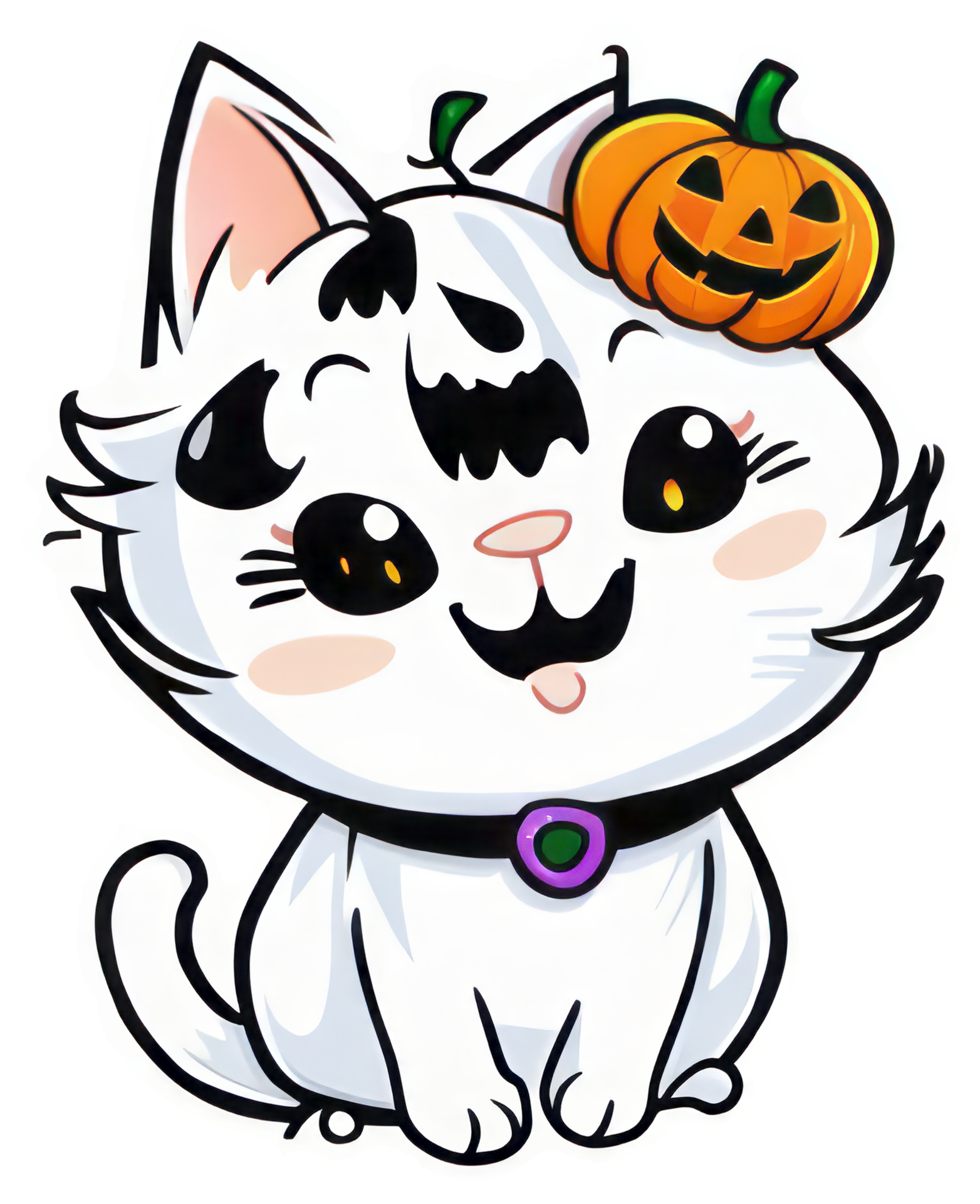 Cute Halloween Cat Sticker Design 27249952 Png
