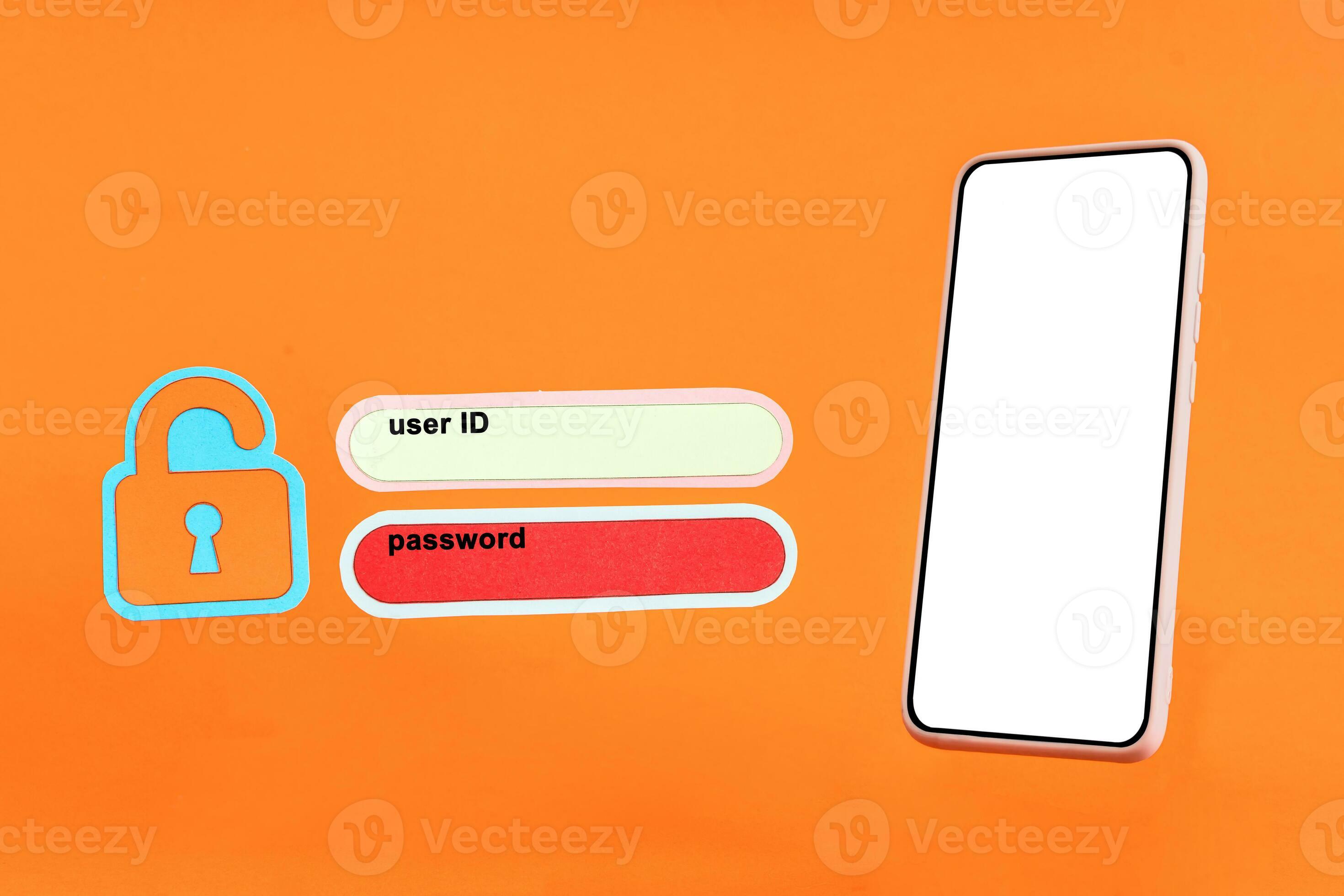 User Name And Password For Logging In On The Mobile Phone Screen Cyber Security Concept Data