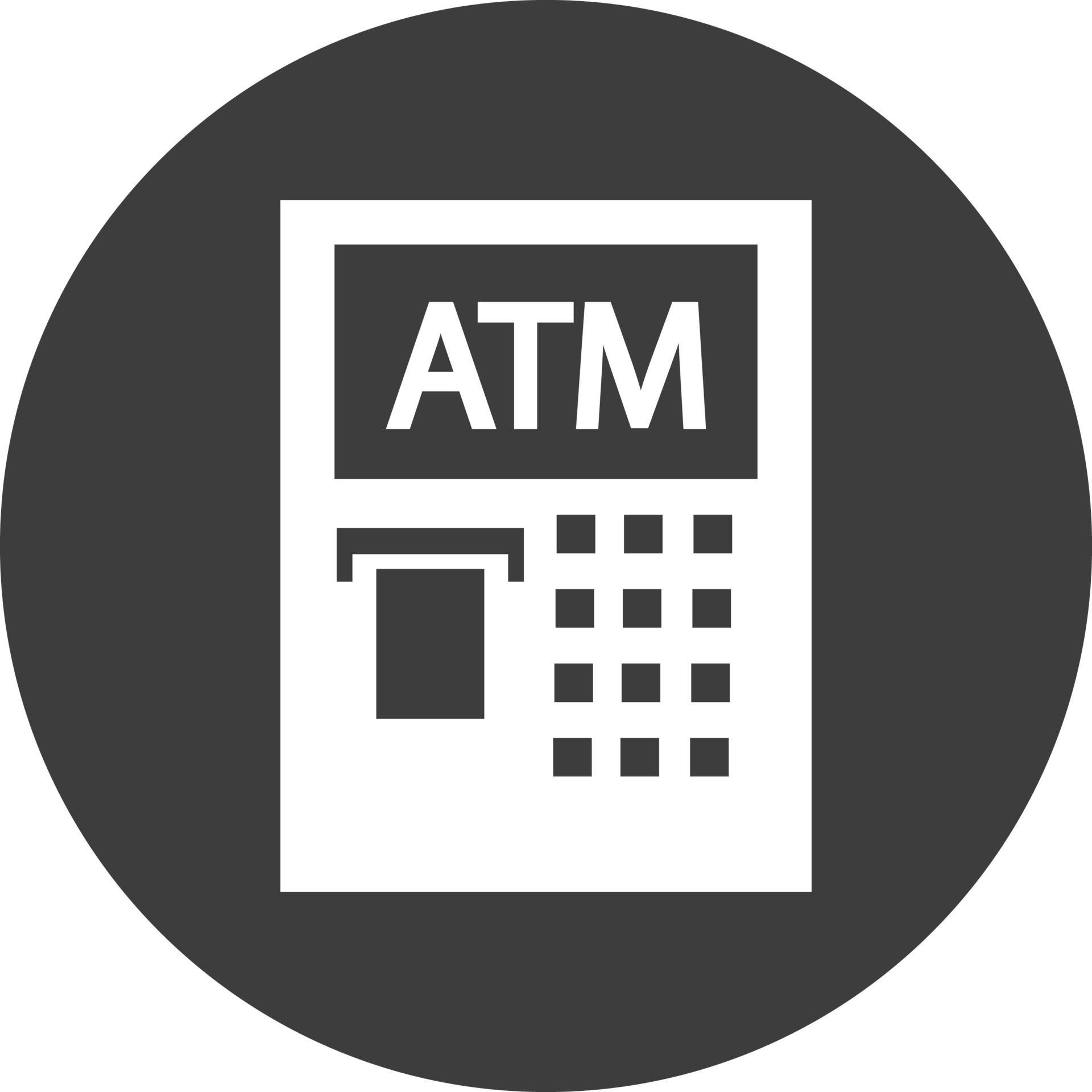 Geldautomat Symbol im schwarz Kreis. 27254575 PNG