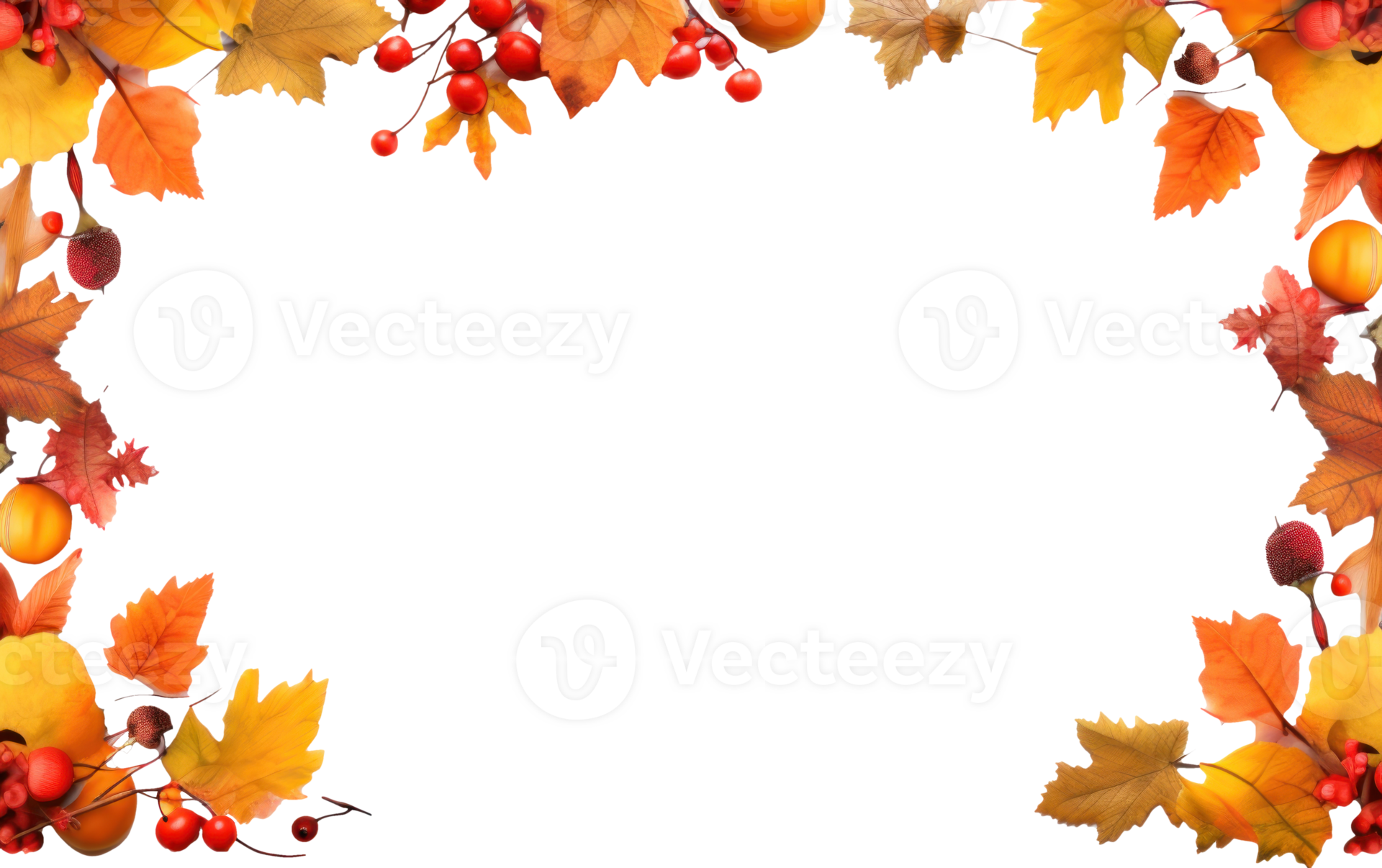 autumn leaves frame with berries and leaves 27254714 PNG