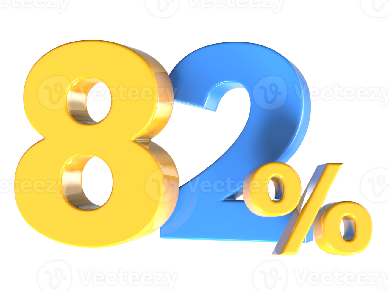 82 Number Gold 3d Render 27255154 Png