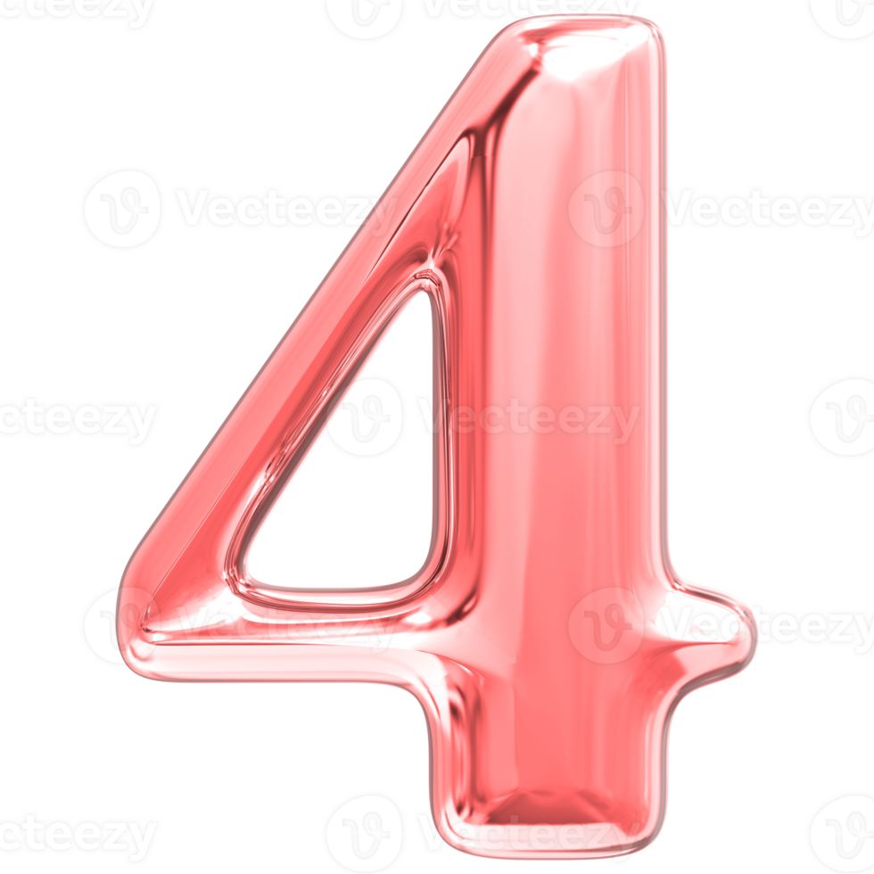 the number four is made of shiny pink glass 27256892 PNG