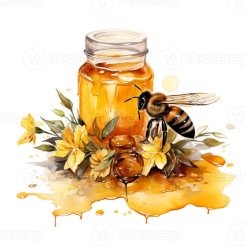 Watercolor Honey bee in summer time 27257467 PNG