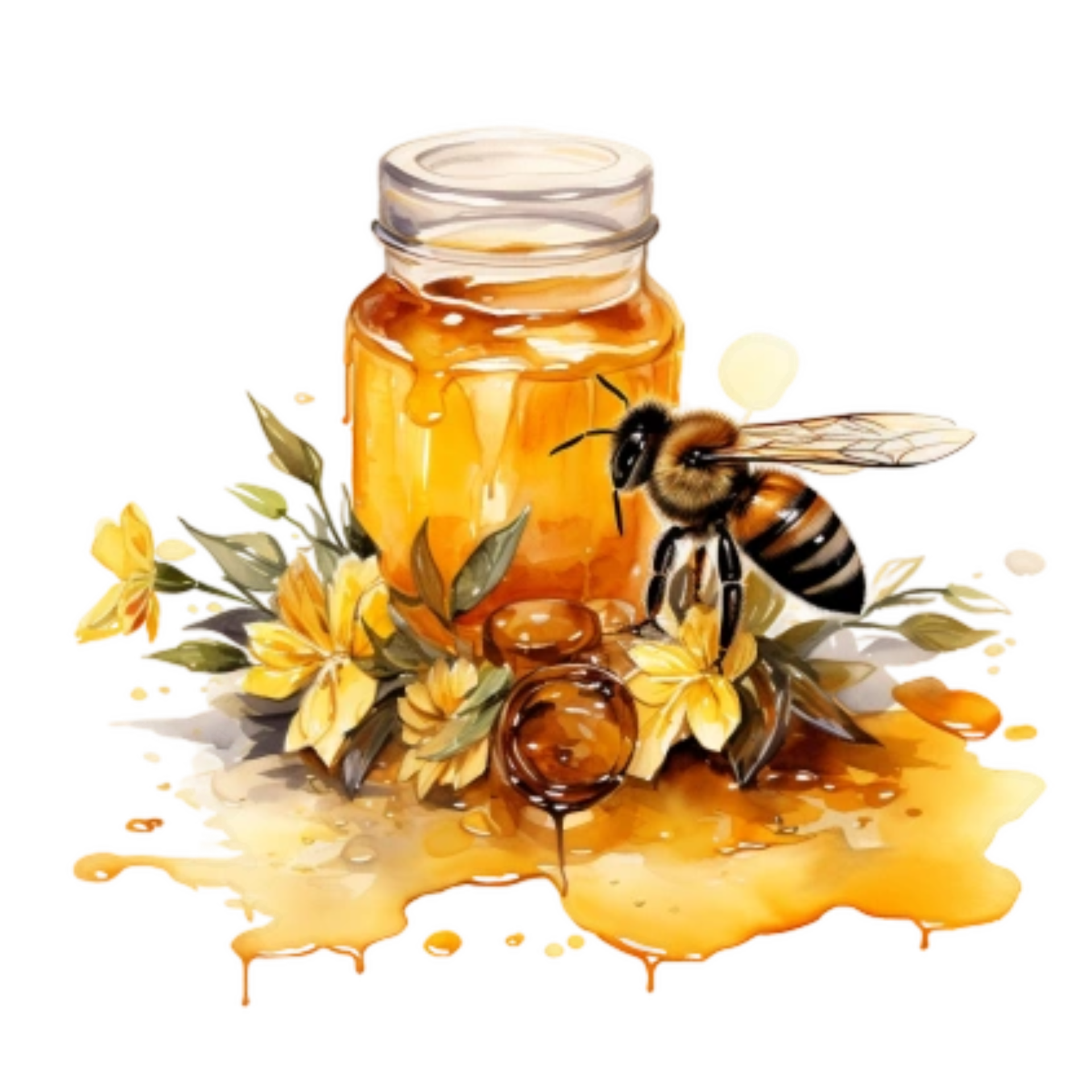Watercolor Honey bee in summer time 27257467 PNG