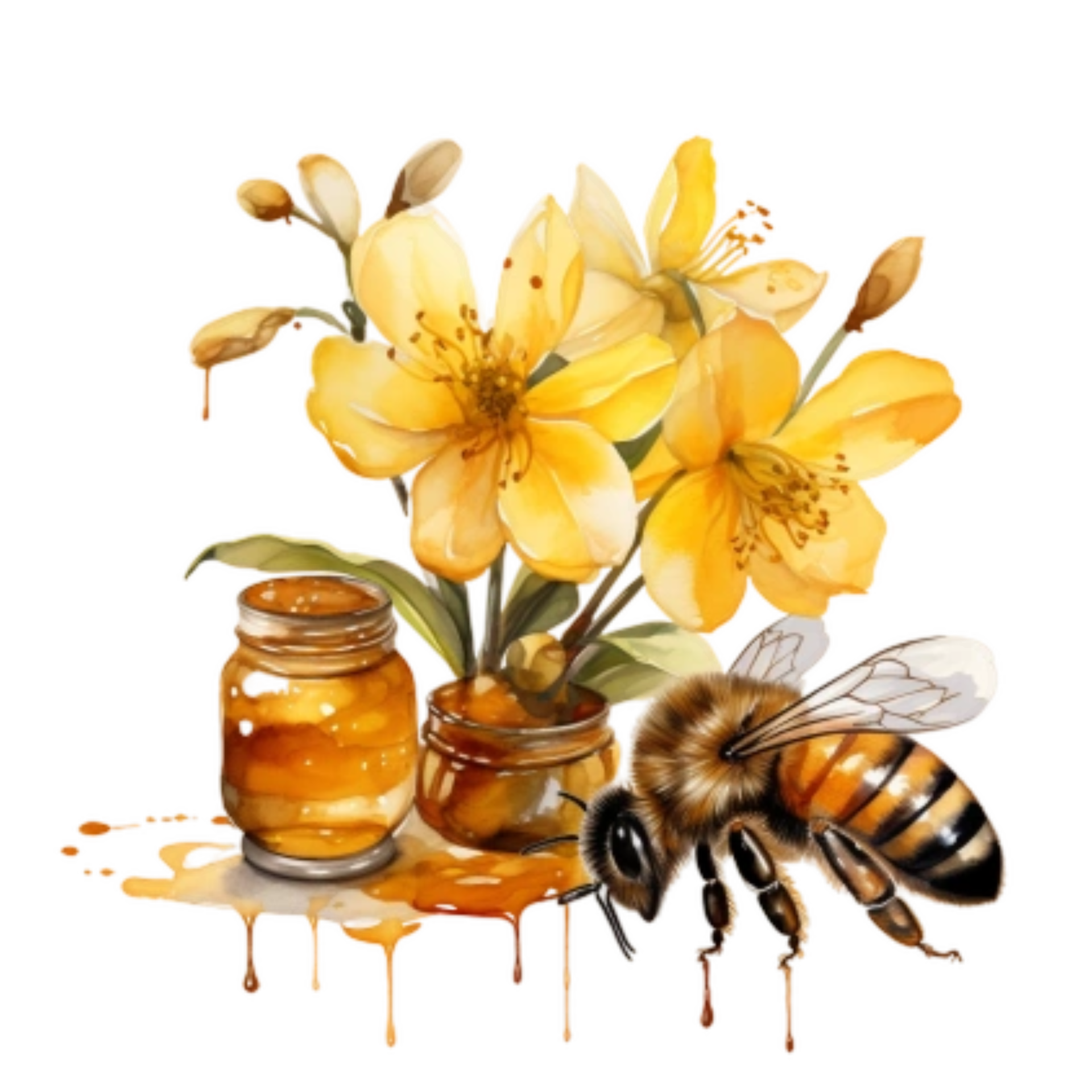 Watercolor Honey bee in summer time 27257558 PNG