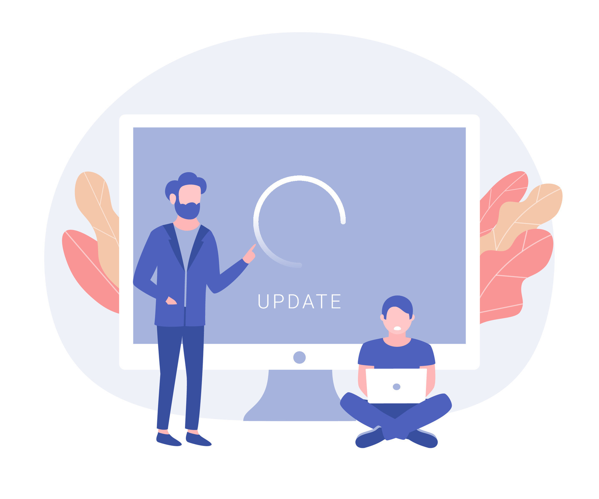System Update Concept People Update Operation System Trendy Flat