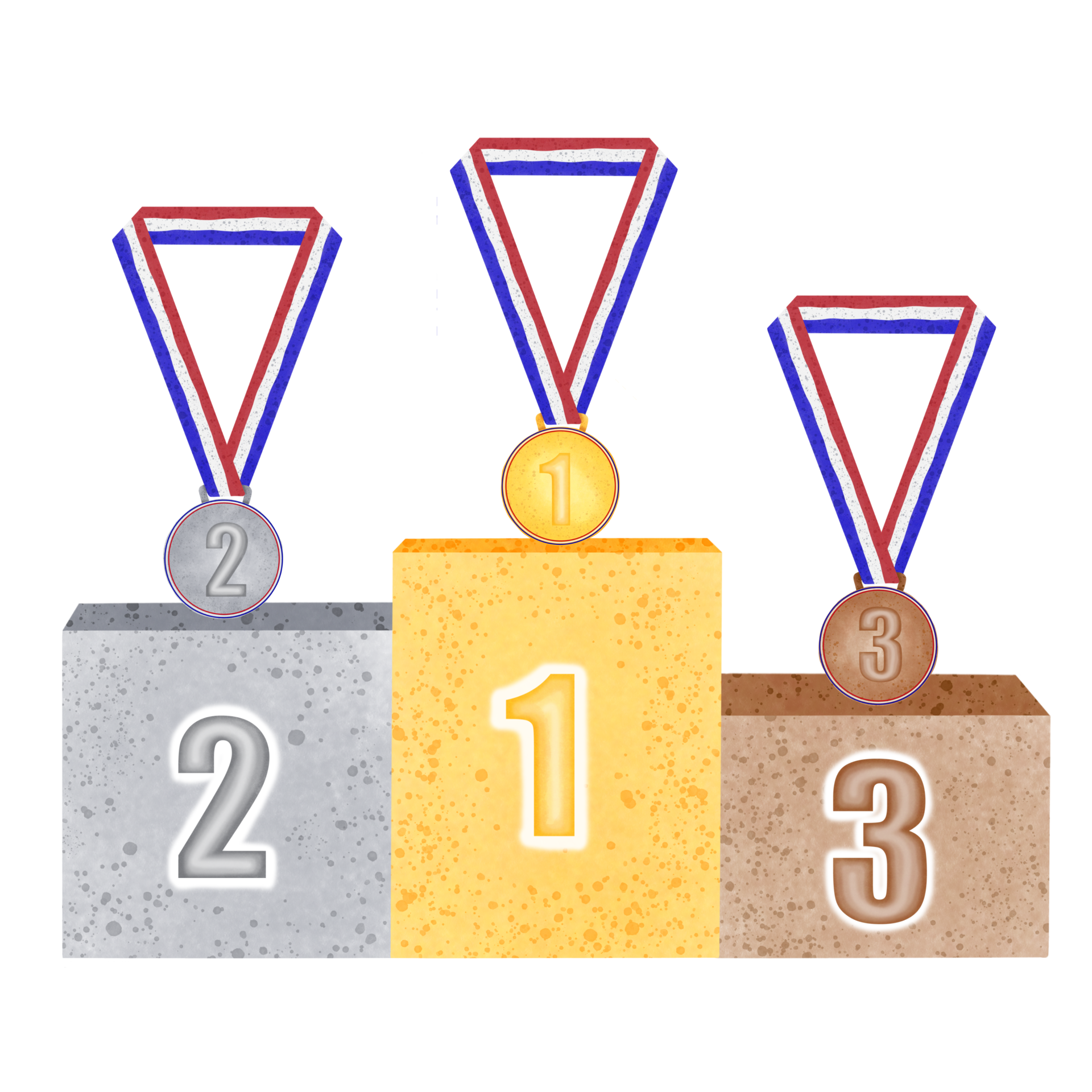 Medals and trophies on a sport podium winner 27261362 PNG