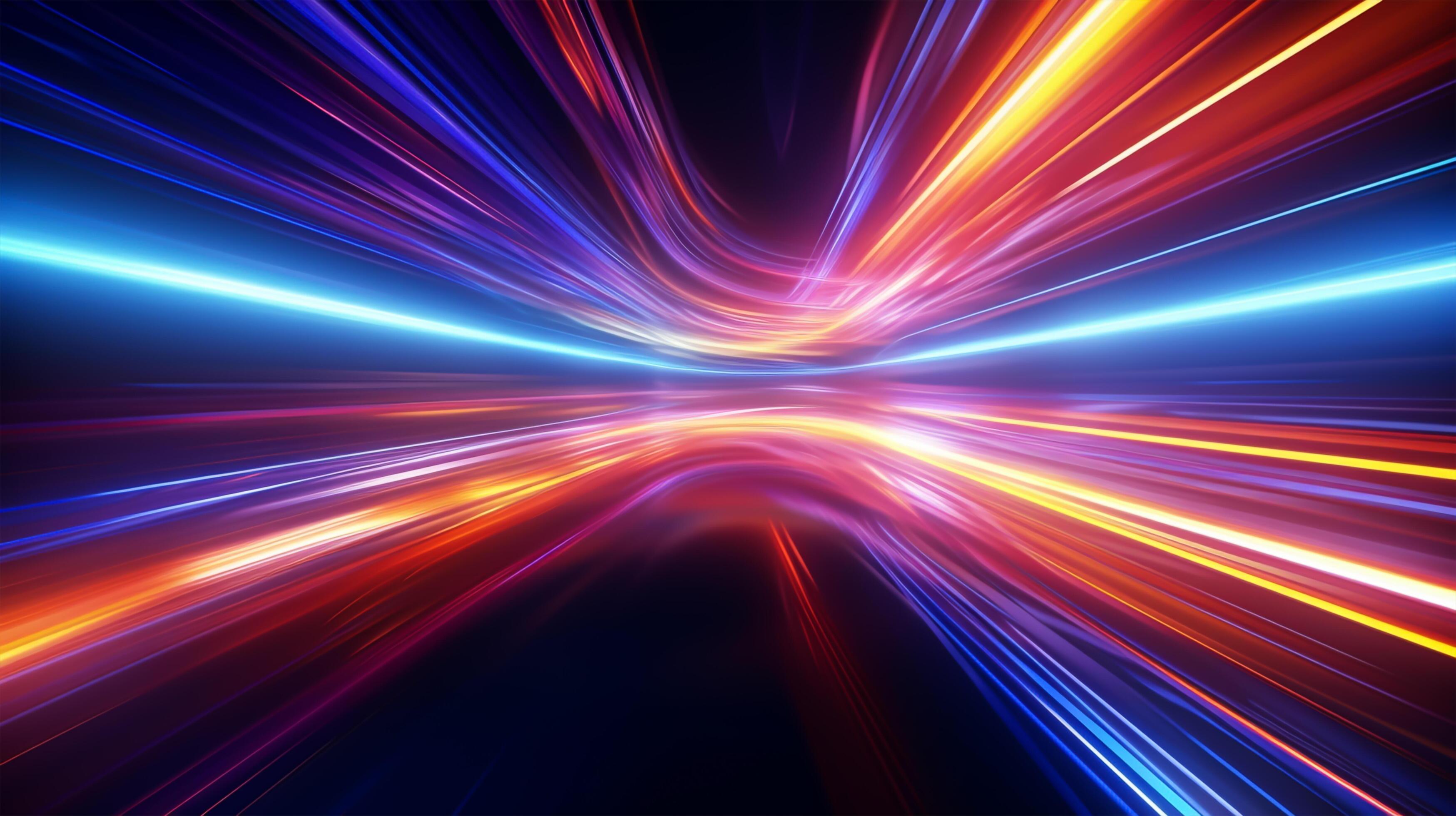 abstract fast background with neon lights. Glowing spiral pattern ...