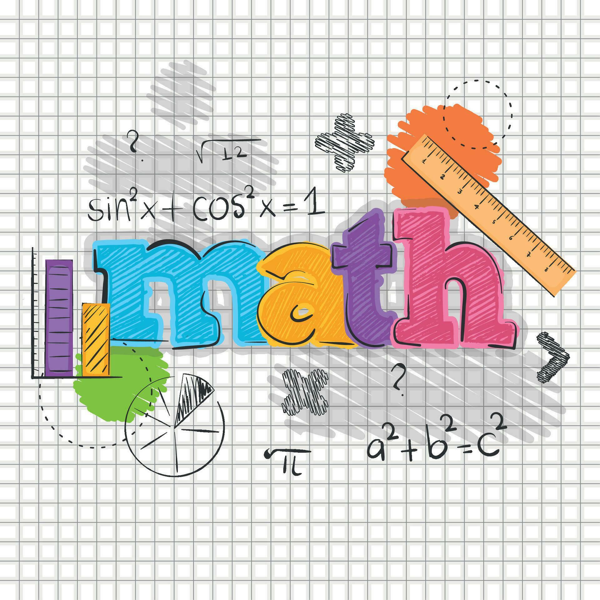 Math class lettering with formulas on a notebook paper Vector 27262781 ...