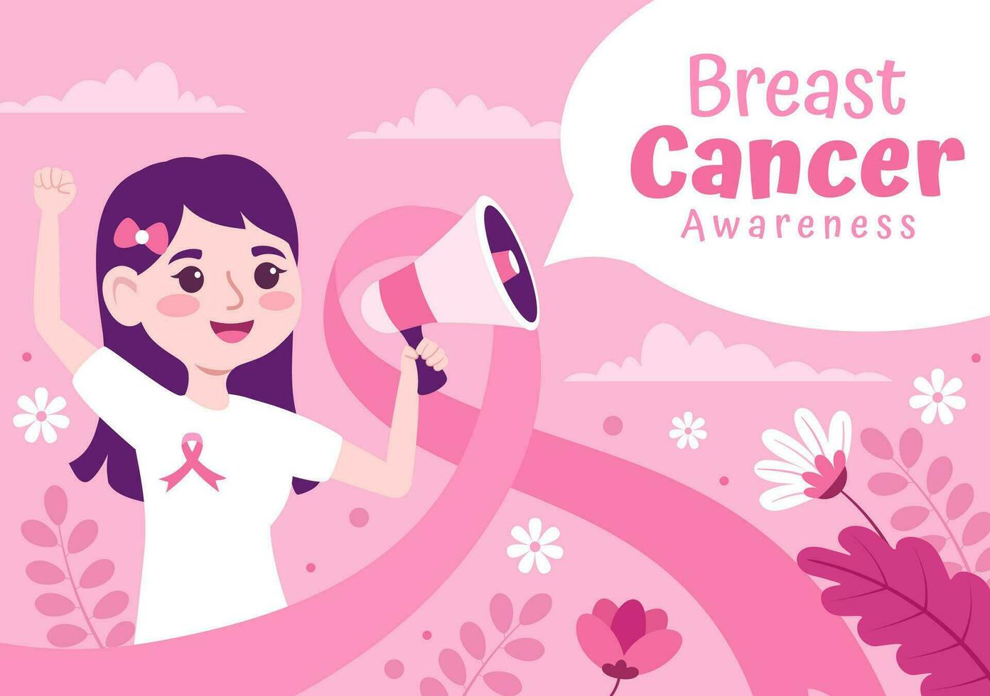 Breast Cancer Awareness Month Vector Illustration Of Diverse Women With