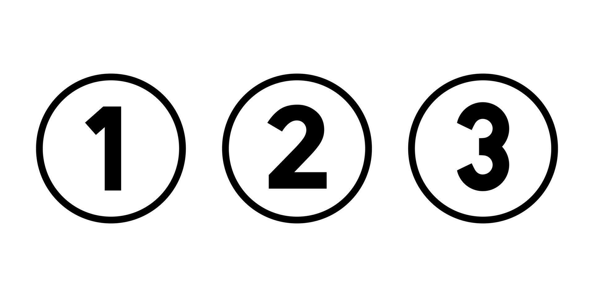 123 number icon vector. One, two, and three symbols in circle line ... 123 number icon vector. One, two, and three symbols in circle line ...