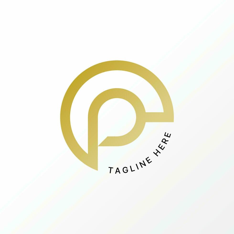 Logo design graphic concept creative abstract premium vector stock sign letter P or PC font with ...